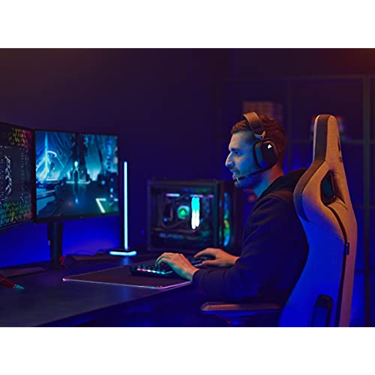 Corsair HS80 RGB WIRELESS Premium Gaming Headset with Dolby Atmos Audio (Low-Latency, Omni-Directional Microphone, 60ft Range, Up to 20 Hours Battery Life, PS5/PS4 Wireless Compatibility) Black