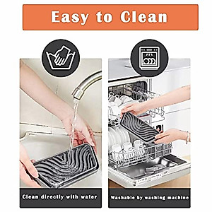 Qteeyou 2 Pcs Refrigerator Drip Catcher Tray, Mini Fridge Drip Tray Protects Ice and Water Dispenser Pan, Fridge Spills Water Pad for Spills, Mineral Build-Up and Water Splatter (Rectangular,Grey)