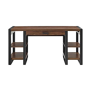 Walker Edison Industrial Wood Computer Writing Desk 4 Storage Shelves and Gaming Gamer Command Center Workstation Desk Home Office, 60 Inch, Dark Walnut
