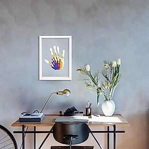 CHERRY CHEERS Family Handprint Kit, DIY Craft Keepsake Wooden Frame, Endless Gift Set, Non-Toxic Paints, Transparent Sheets (White)