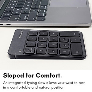 Macally Wireless Number Pad | Numeric Keypad | Wireless 10 Key for Laptop PC Computer Notebook Surface Chrome (2.4G USB) Perfect for Data Entry Numpad Number Keyboard