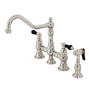 Kingston Brass KS3276PKLBS Duchess Bridge Kitchen Faucet, Polished Nickel