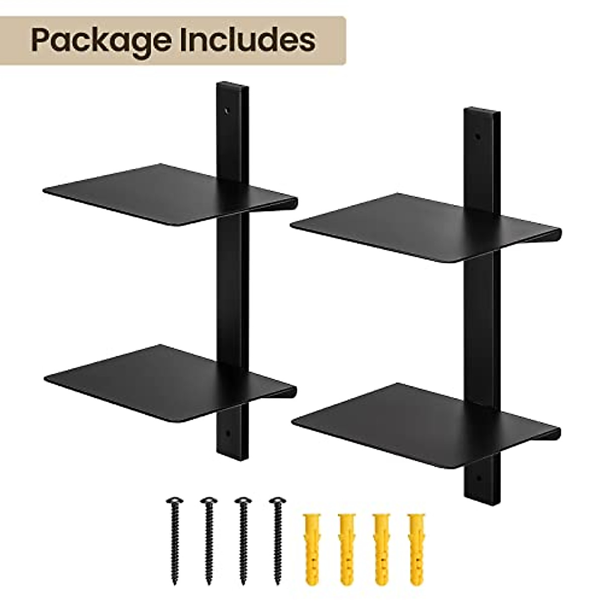 ART-GIFTREE Invisible Floating Book Shelves for Wall, Iron Floating Bookshelf Wall Mounted, Heavy-Duty Book Organizers for Home Bedroom Living Room Office, 2 Pack Black