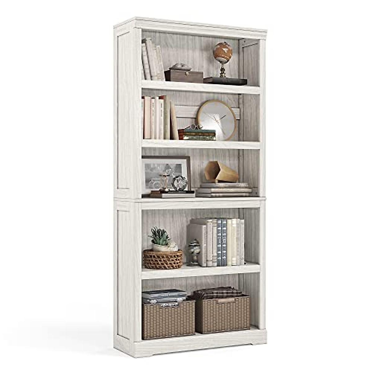 LINSY HOME 5 Shelf Bookcase, Bookshelves Floor Standing Display Storage Shelves 68 in Tall Bookcase Home Decor Furniture for Home Office, Living Room, Bed Room - White Oak