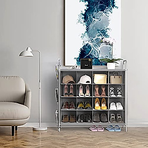 Simple Houseware 4-Tier 16-Cube Shoe Rack Organizer, Grey