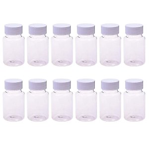 12PCS Clear Empty Portable Thicken Plastic Bottles Case with White Screw Cap Holder Storage Container for Liquid Solid Powder (50ml)