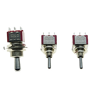 SALECOM 1x Guitar/AMP Fat Bat Toggle Switch DPDT 3 Way ON ON ON and 2x Mini Toggle Switches On/On/On