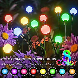 ZWOOS 4-Pack 10 LED Solar Firefly Lights, Solar Outdoor Lights Waterproof for Garden, Patio, Yard - Light Up Whole Night (RGB)