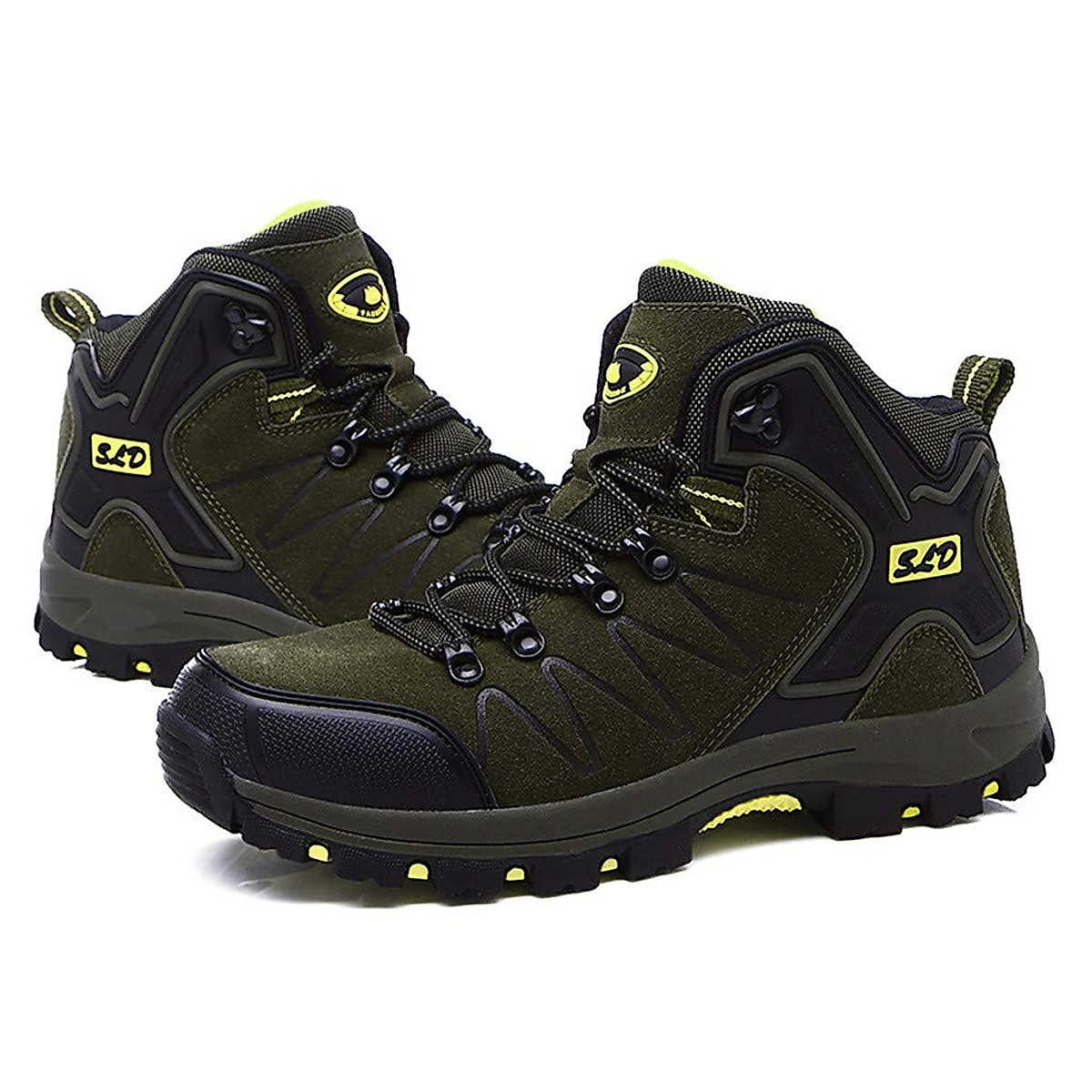 Fheaven Women Safety Boots Lace up Composite Toe Cap Kevlar Work Shoes Green