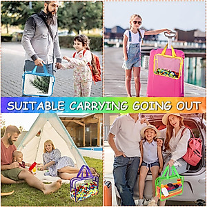 OPELETNNT 6 Packs Large Toy Storage Bags with Labels, Reusable Clear PVC Board Game Storage, Travel Waterproof Organizer Bags with Zipper for Building Blocks, Puzzle, Kids Books（6 Colors）