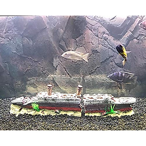 SLOCME Aquarium Titanic Shipwreck Decorations - Resin Material Ship Decorations，Fish Tank Sunken Ship Ornament Aquarium Environment Friendly Decorations