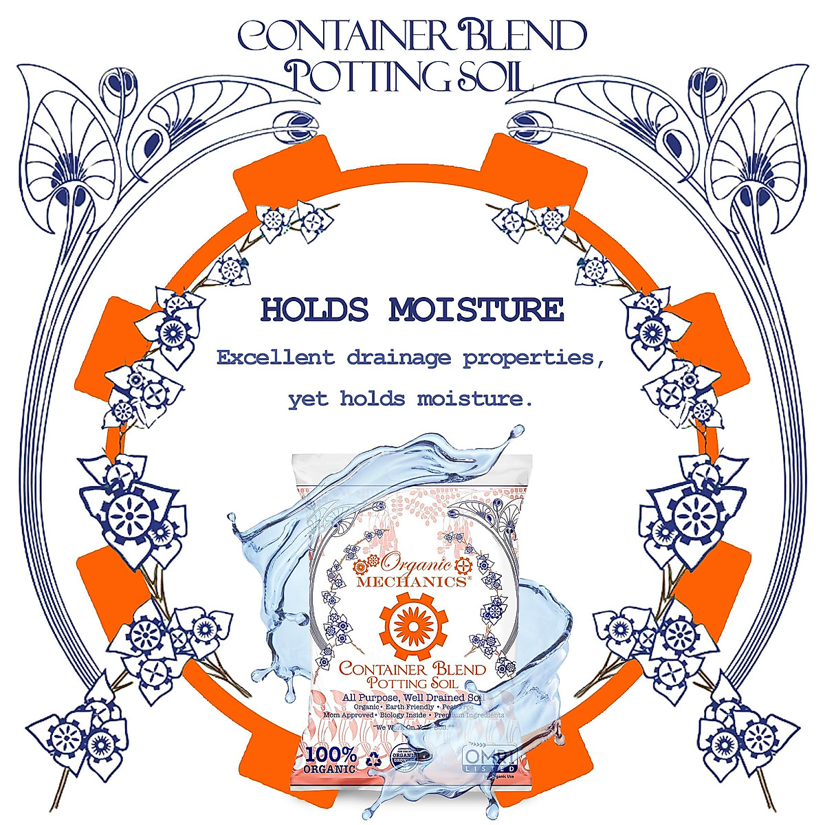 Organic Mechanics Container Blend Potting Soil, 16 Quarts – with Compost, Aged Pine Bark, Coir, Rice Hulls, and Worm Castings for Growing Annuals & Outdoor Containers - Peat-Free & Eco-Friendly