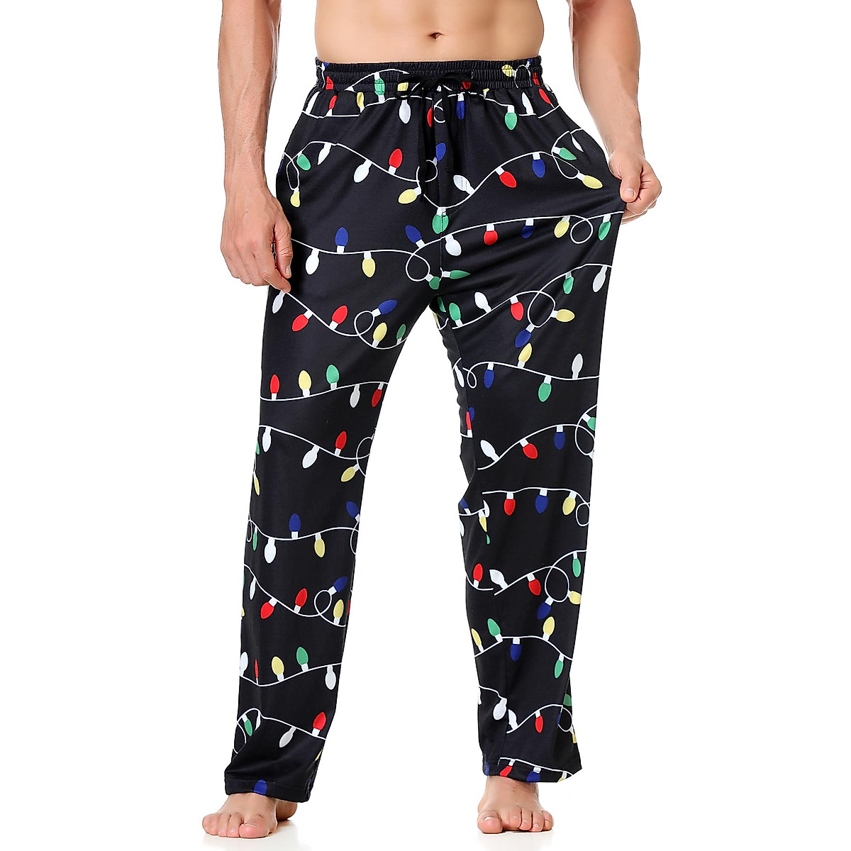 Dancer queen Christmas Pajama Pants for Men,Men's Funny PJ Pants Holiday Pajamas Sleepwear for Lounging,Xmas PJS Bottoms BlackLight Strip(XX-Large)