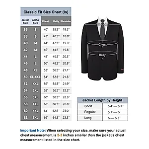 Mens Blazer Jacket - Classic Fit Sport Coat, Casual Suit Jacket, Regular/Short/Tall Black