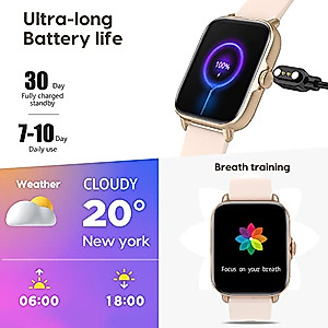 A-TGTGA Smart Watch for Women (Dial/Receive Calls,150+ Faces) smartwatch for Android Phones and iPhone, Fitness Tracker with Sleep HR Monitoring,SMS Reminder,IP67 Waterproof