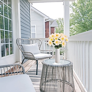 XHXSTORE 8 Pcs Artificial Flowers Faux Poppy Flowers Champagne Real Touch Flowers Stems Silk Floral Arrangement for Home Inddor Garden Party Table Centerpieces Wedding Decor (19.68 Inch)