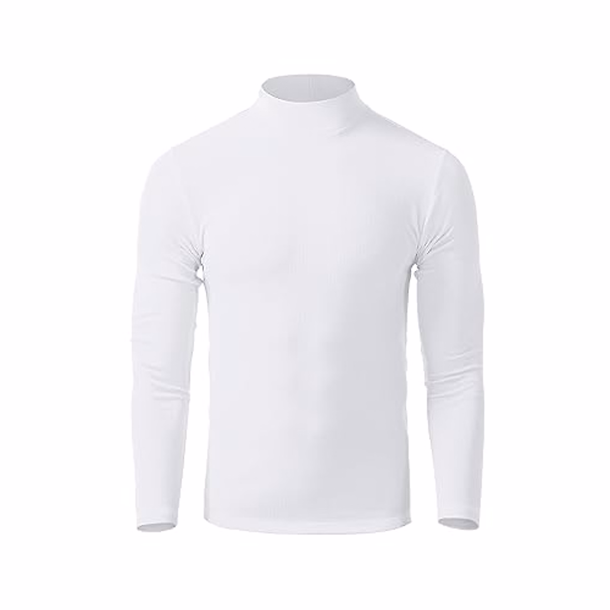 Zengjo Mens Thermal Long Sleeve Shirt Mock Turtleneck(White,L)