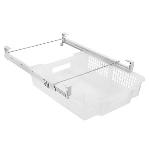 Smart Design Adjustable Pull Out Refrigerator Drawer - Extra Large - BPA Free Plastic - Holds 20 lbs - Extendable Sliding Fridge Bin, Freezer, Pantry Food Holder Storage Organizer - Kitchen - Clear
