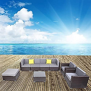 WYKDD PE Wicker Rattan Corner Sofa Set Patio Furniture Set in Stock for The Outdoors and Patio