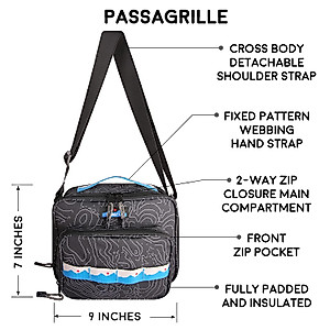 KAVU Passagrille Cooler Bag Insulated Crossbody Can Bag - Black Topo