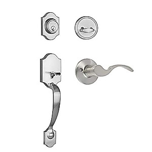 Dynasty Hardware DEN-MON-100-US15-LH Denver Front Door Handleset, Satin Nickel, with Monterey Lever, Left Hand