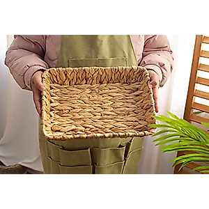 Hand-Woven Large Storage Baskets , Water Hyacinth Wicker Baskets for Organizing,Woven Baskets, Organizer, Natural Container，13.38” x 9.5” x 2.75”