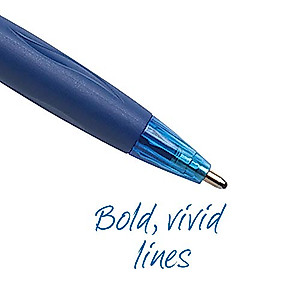 BIC Atlantis Bold Retractable Ball Pen, Bold Point (1.6mm), Blue, 3-Count