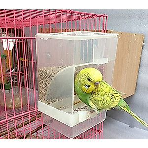 Spill-Proof No-Mess Pet Bird Feeder Parrot Automatic Feeder Seed Food Container Perch Cage Accessories for Budgerigar Canary Cockatiel Finch Parakeet Green Cheek Conures Parrotlets