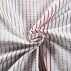 SINGINGLORY Duvet Cover King Size with Geometric Stripe, 3 Pieces Lightweight 100% Soft Cotton Bedding Cover with Button Closure, 1 Duvet Cover and 2 Pillowcases (White, 104x90 Inch)