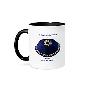 3dRose mug_62233_4 "Bar Mitzvah Boy" Two Tone Black Mug, 11 oz, Multicolor
