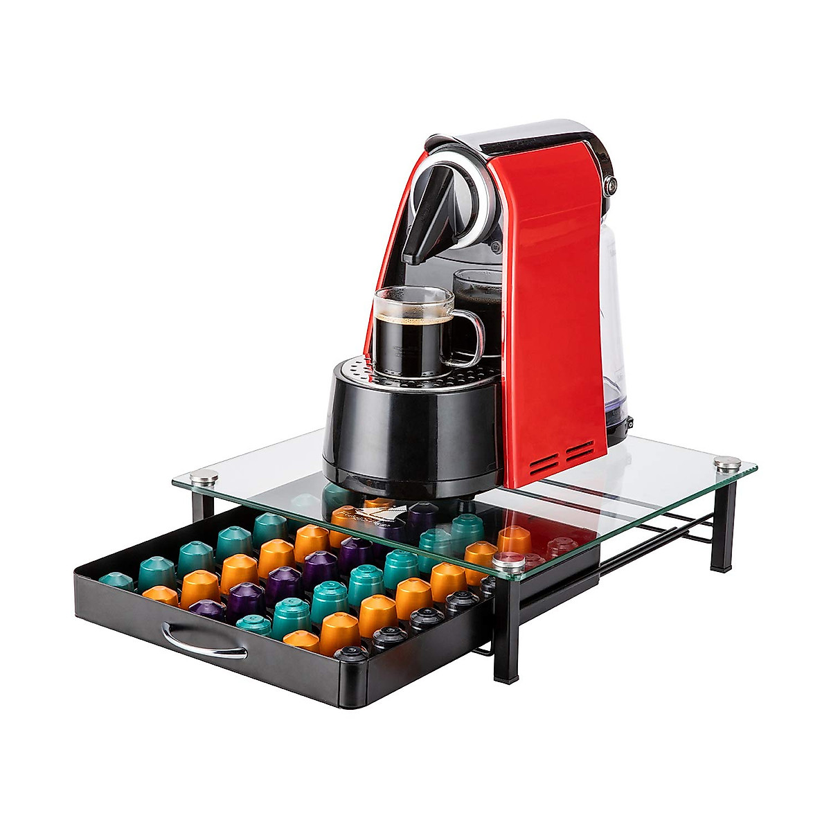 Flagship Pod Holder Drawer for Nespresso Capsule Holder Original Pod Holder Drawer Glass (42 Originalline Pods)
