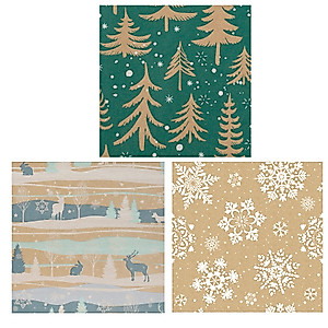 RUSPEPA Christmas Wrapping Paper Rolls with Tags and Jute String - 17 inches x 10 feet per Roll, Total of 3 Rolls