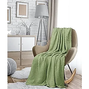 Utopia Bedding Cotton Waffle Blanket 300 GSM (Sage Green - 90x108 Inches) Soft Lightweight Breathable Bed Blanket King Size Layering Any Bed for All Season