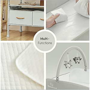 Portable Baby Changing Table with 2 Storage Baskets, BabyBond Foldable Changing Table Dresser Waterproof Diaper Changing Table Height Adjustable Changing Station for Infant and Newborn(Beige)