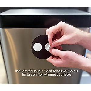 Black Trash Recycle Magnets for Kitchen Trash Can and Recycle Bin, Farmhouse Garbage Can Logo Symbol Magnet, 3.5 Inch Recycle Sticker for Trash Can with 4 Adhesive Stickers, Made in USA, Black 2 Pack