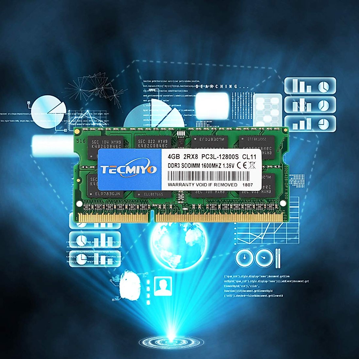 TECMIYO 8GB Kit (2 x 4GB) DDR3L-1600 SODIMM,DDR3 PC3-12800S/PC3L 1600MHz 12800 Ram 8 GB Non ECC Unbuffered 1.35V/1.5V CL11 204 Pin Sodimm Ram 2RX8 Dual Rank for Laptops Notebook Memory Upgrade
