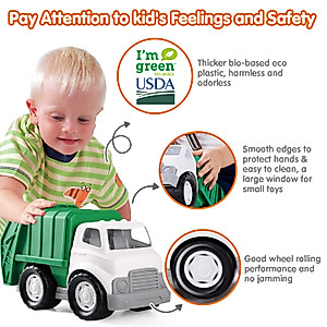 PLAY Eco-Friendly Garbage Truck, [USDA Certified] No BPA/Phthalate/PVC, Recycled Bioplastic Trash Truck Toys for Boys 1-4, Fine Motor Skills Car Toys Vehicle Gift for Kids