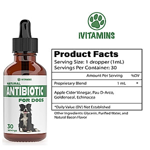 Natural Dog Antibiotics - Antibiotics for Dogs - Antibiotic for Dog - Yeast Infection Treatment for Dogs - Dog Yeast Infection Treatment - Itch Relief for Dogs - 1 fl oz - Bacon Flavor