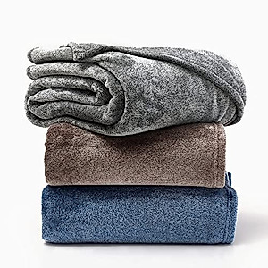 TILLYOU Cationic Flannel Fleece Blanket Soft Lightweight, Comfort Double Plush Throw Blanket for Bed, Sofa, Couch, Travel, 90x108 Inches, Navy