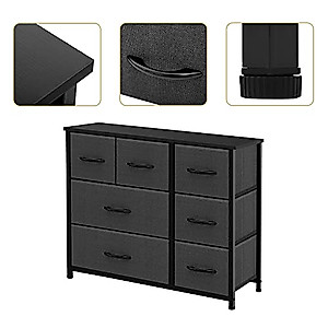 AZL1 Life Concept Dresser Storage Furniture Organizer-Large Standing Unit for Bedroom, Office, Entryway, Living Room and Closet-7 Removable Fabric Drawers, Dark Grey