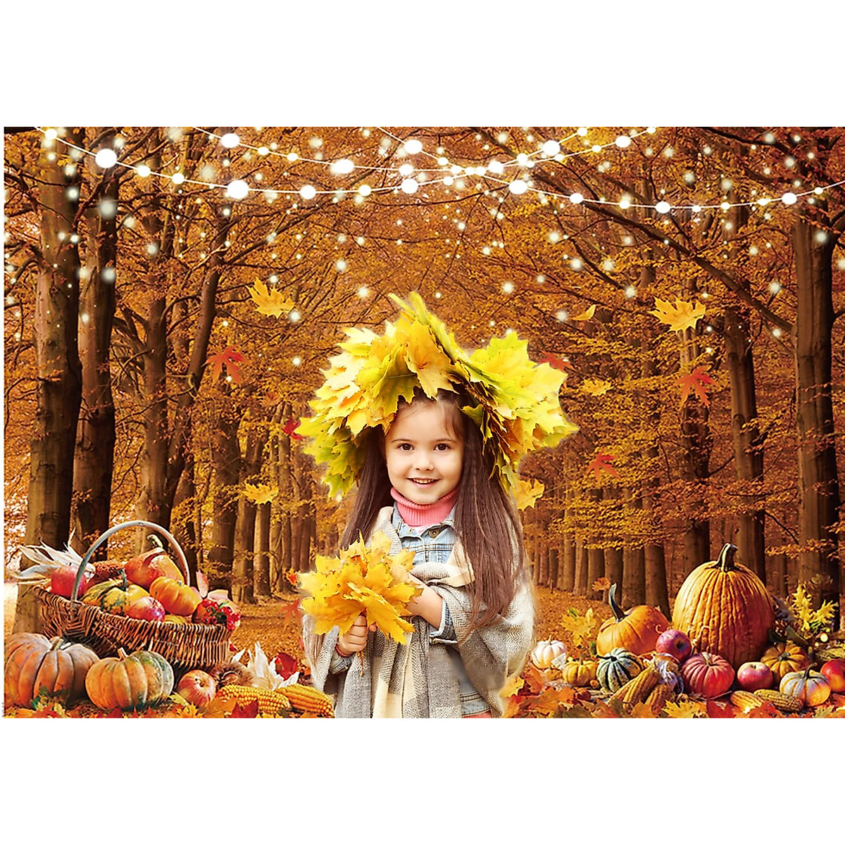 CYLYH 12x10ft Fall Photography Backdrop Autumn Maple Forest Leaves Pumpkin Party Background Thanksgiving Party Supplies Farm Harvest Event Banner Thanksgiving Photo Booth Props CY579