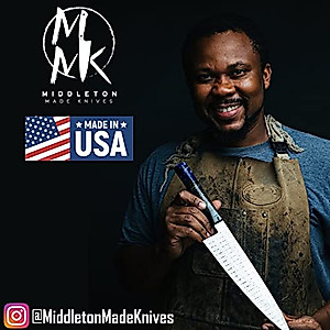 Middleton Made Knives Echo 4 Paring Knife - Paring Knife 4 Inch - Handmade Professional Pairing Knives - Chefs Knife Made with AEB-L Stainless Steel - USA Made Paring Knives- Great Chef Gifts - Blue