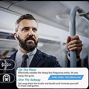 Mezelon Active Noise Cancelling Wireless Earbuds, Premium Deep Bass, Built-in HD Mic, Immersive Sound, IPX5 Waterproof Bluetooth 5.2 HiFi Stereo in-Ear Headphones Headset for iPhone/Android (Black)