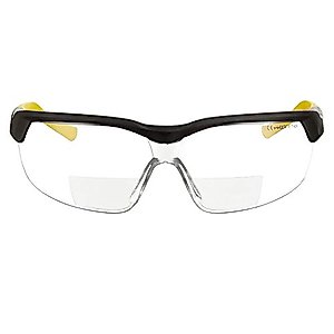 voltX GT ADJUSTABLE Bifocal Reading Safety Glasses (Clear Lens +2.5), ANSI Z87.1+ & CE EN166FT, Anti fog coated, UV400 Lens, Scratch resistant, Tilt & length adjustable earstems, clip on safety cord.