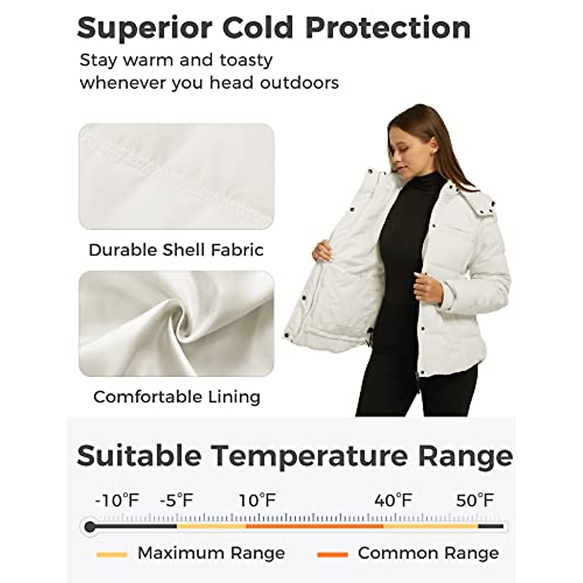 Wantdo Women's Plus Size Winter Coats Water-Resistant Puffer Jackets Beige 2XL