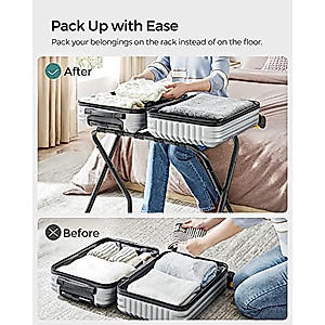SONGMICS Luggage Rack, Pack of 2, Luggage Racks for Guest Room, Suitcase Stand, Steel Frame, Foldable, for Bedroom, Black URLR64B-2