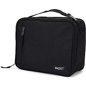 PackIt Freezable Classic Lunch Box, Black & Freezable Snack Bag, Black