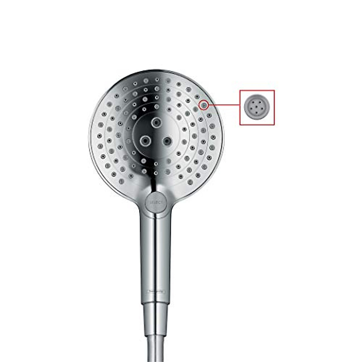 hansgrohe Raindance Select S Easy Install 5-inch Handheld Shower Head Modern 3 -Spray PowderRain, Rain, Whirl 26037001