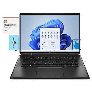 HP Spectre 16-f2013dx Home & Business 2-in-1 Laptop (Intel i7-13700H 14-Core, 16GB RAM, 2TB PCIe SSD, Intel Iris Xe, 16.0" 60Hz Touch Win 11 Pro) with MS 365 Personal, Dockztorm Hub