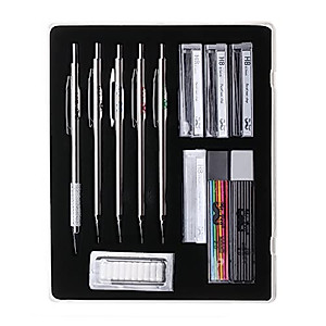 Mr. Pen- Metal Mechanical Pencil Set with Lead and Eraser Refills, 5 Sizes, 0.3, 0.5, 0.7, 0.9, 2mm, Drafting, Sketching, Architecture, Drawing Mechanical Pencils, Metal Mechanical Pencils